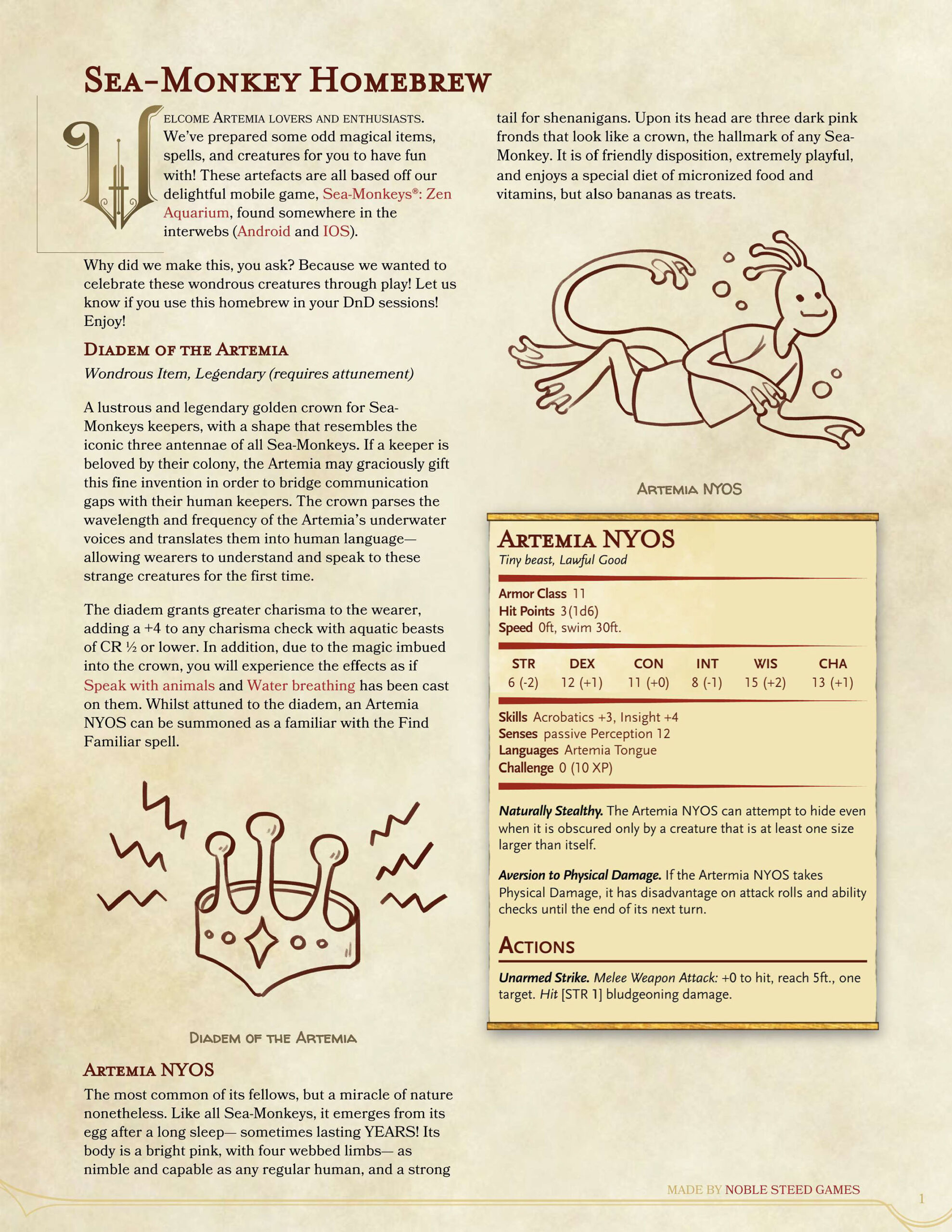 Sea-Monkeys® DND Homebrew | Dev Blog